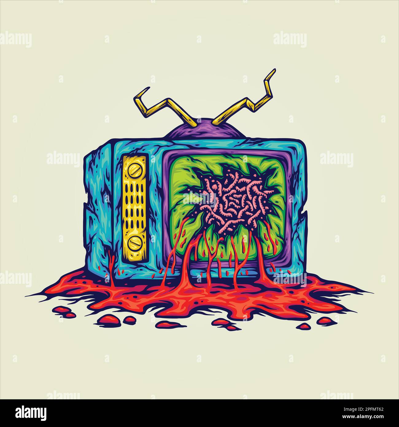 Creepy monster tv monitor logo cartoon illustrations vector ... Creepy monster tv monitor logo cartoon illustrations vector ...