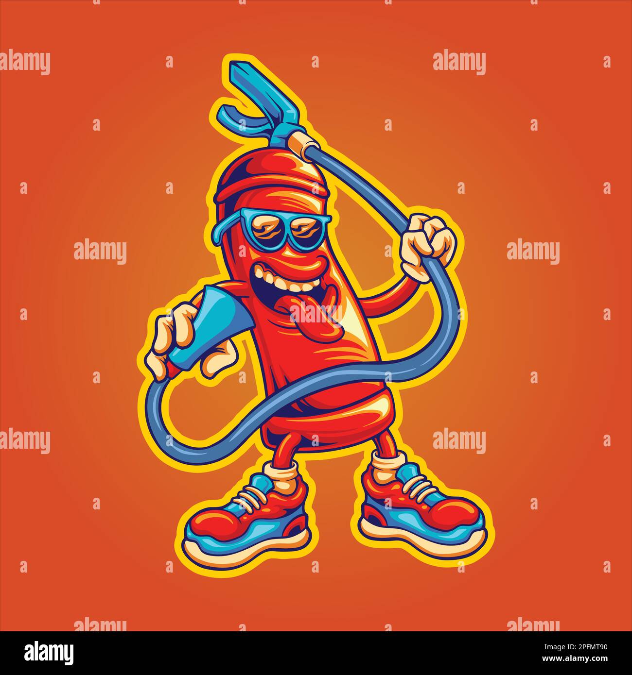 Cool firefighter with sunglasses logo cartoon illustrations vector ...