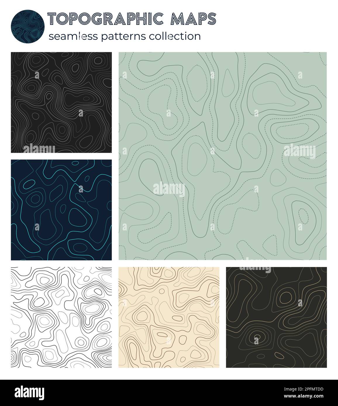 Topographic maps. Beautiful isoline patterns, seamless design. Charming ...