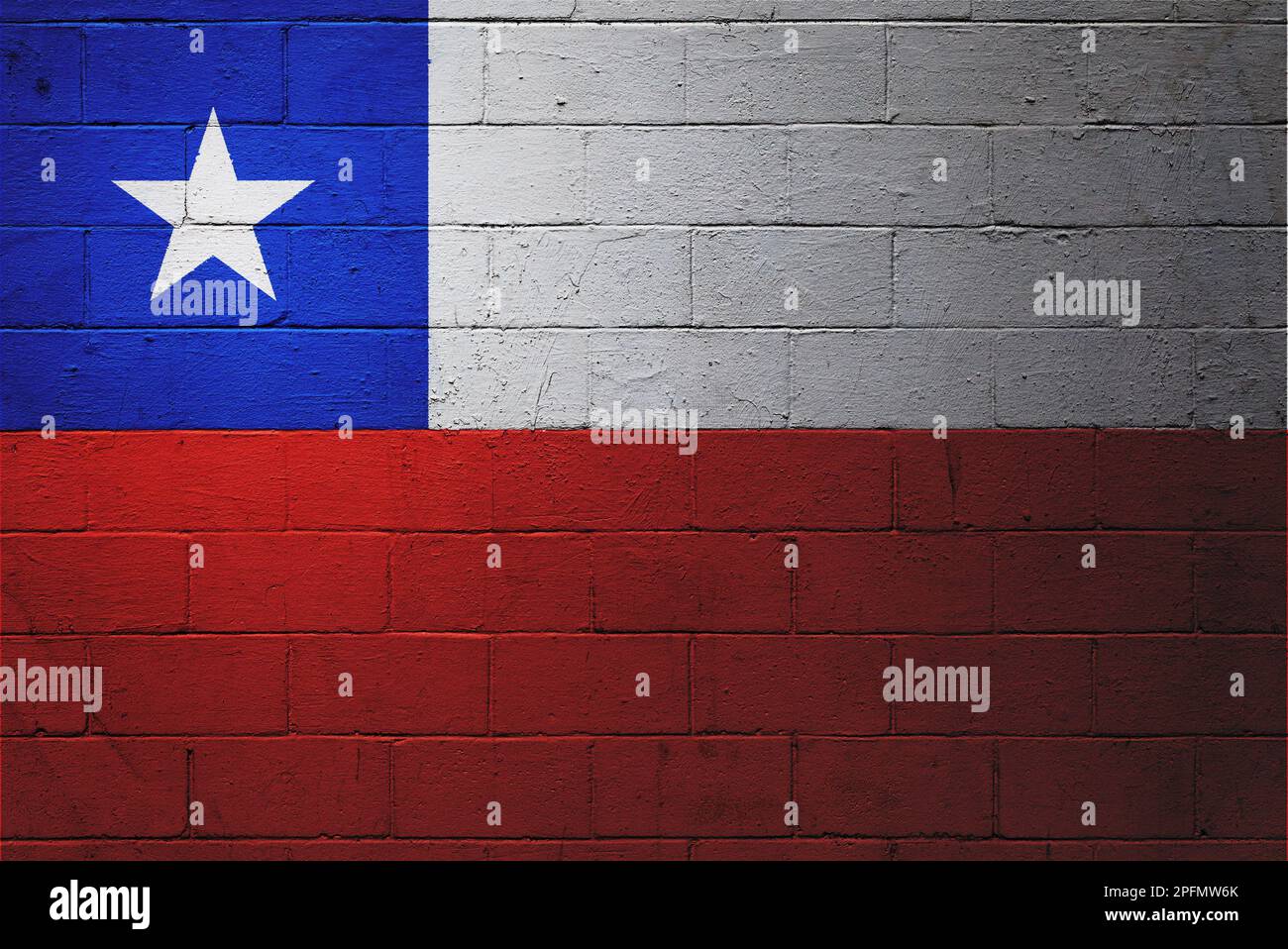 Flag of Chile painted on a cinder block wall Stock Photo - Alamy