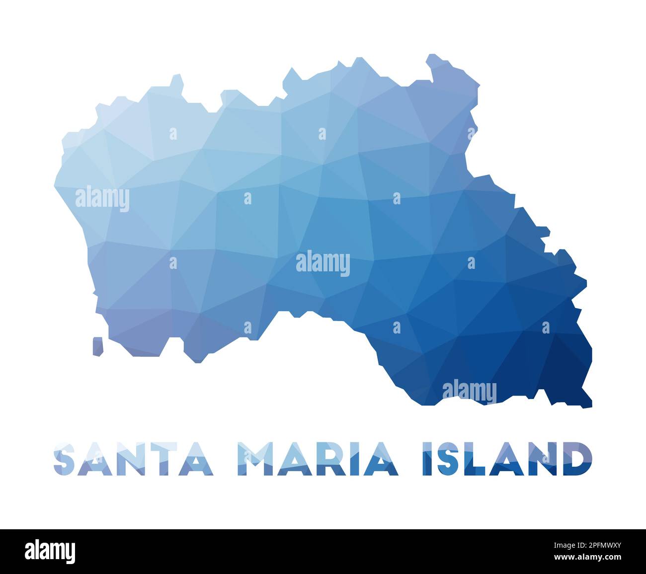 Low poly map of Santa Maria Island. Santa Maria Island polygonal map ...