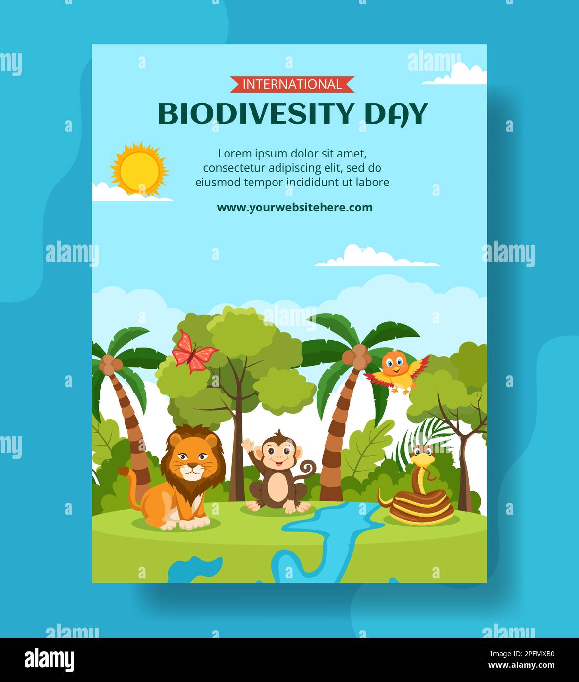 World Biodiversity Day Vertical Poster Flat Cartoon Hand Drawn ...