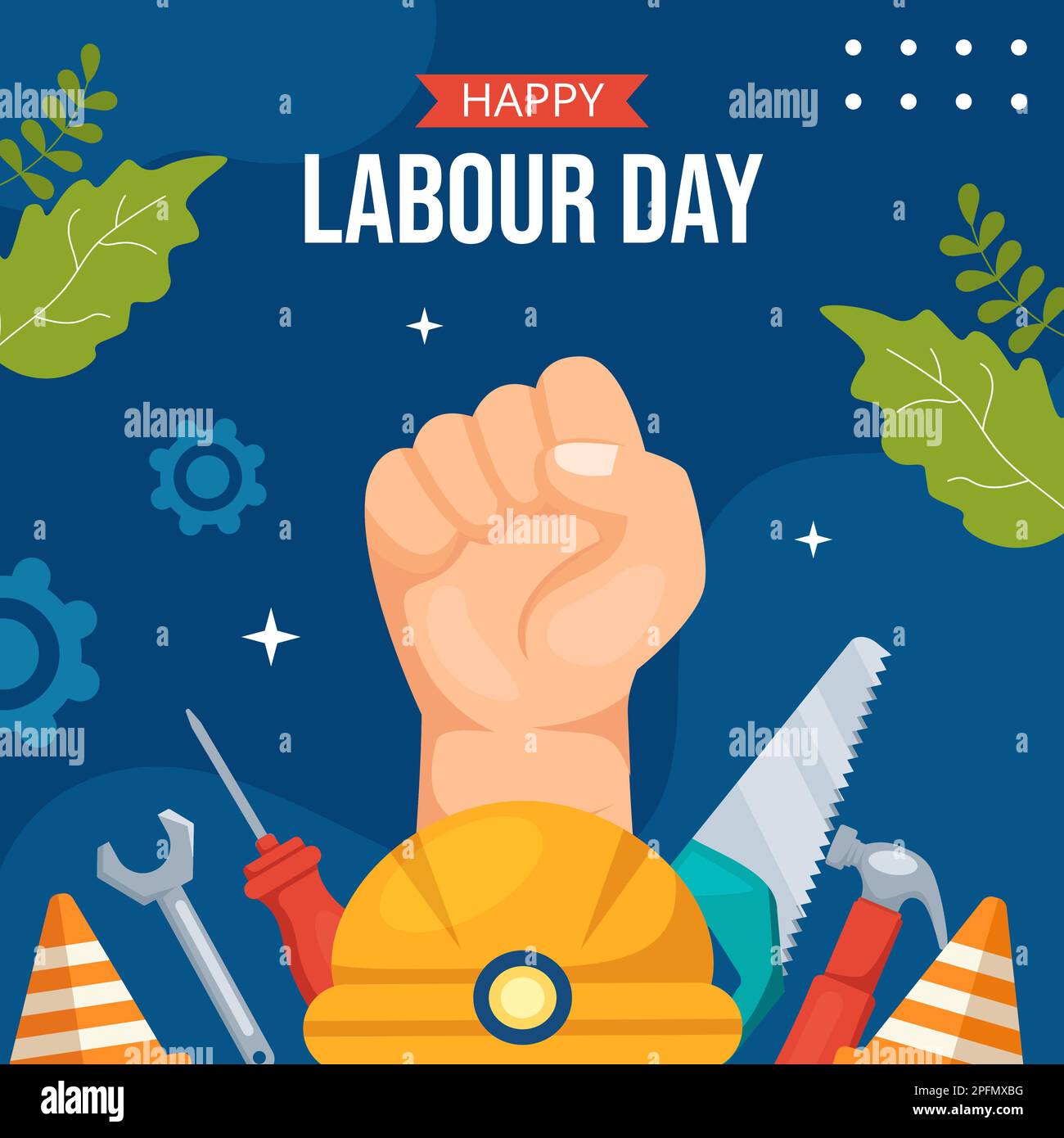 Happy Labor Day Social Media Background Illustration Cartoon Hand Drawn ...