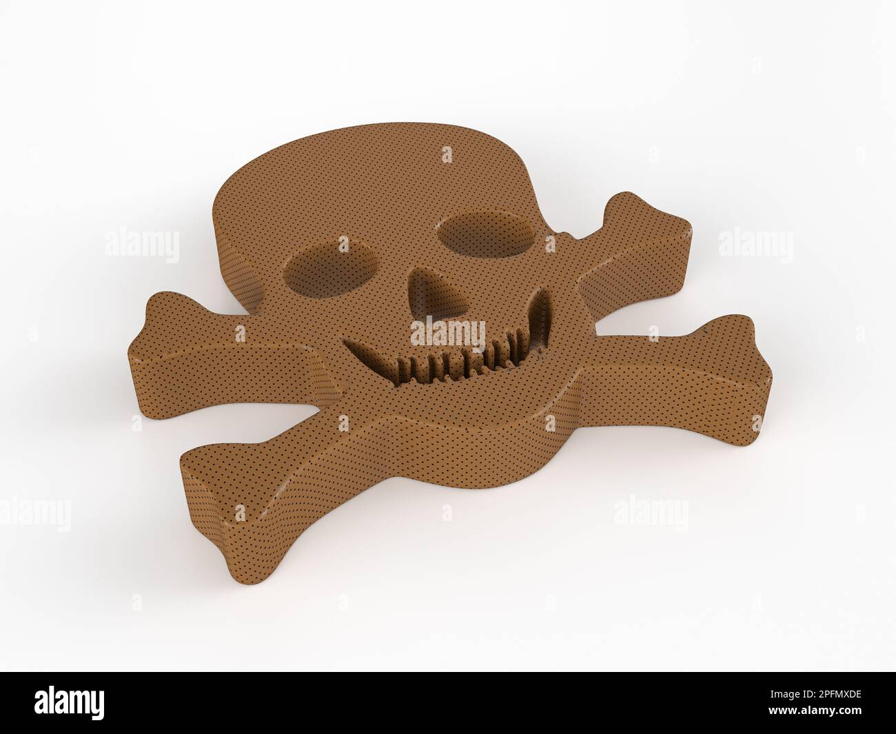 Perforated leather skull symbol on white background. 3d illustration ...