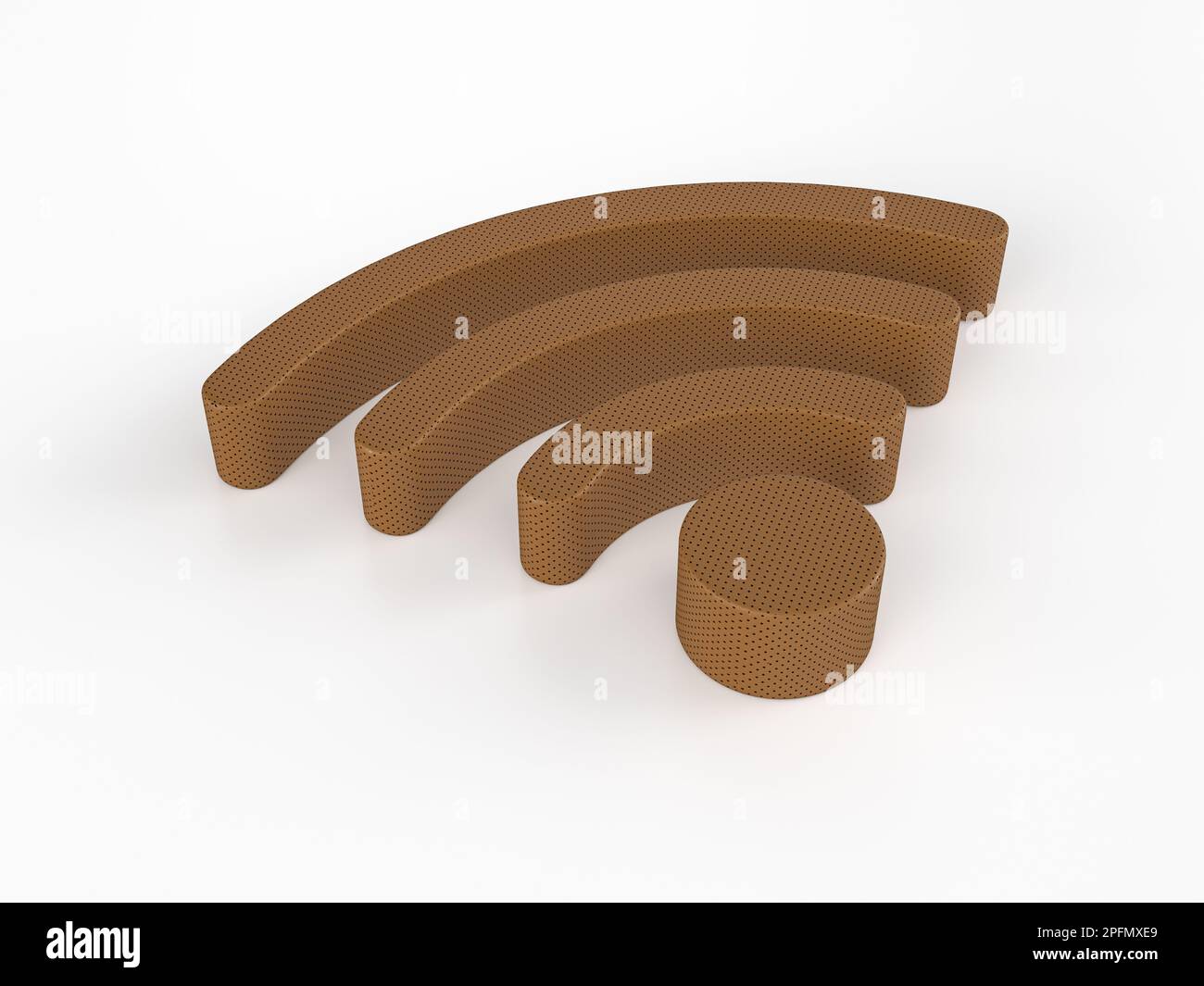 Perforated leather wifi symbol on white background. 3d illustration ...