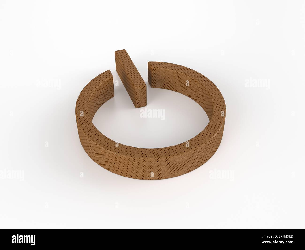 Perforated leather power symbol on white background. 3d illustration ...
