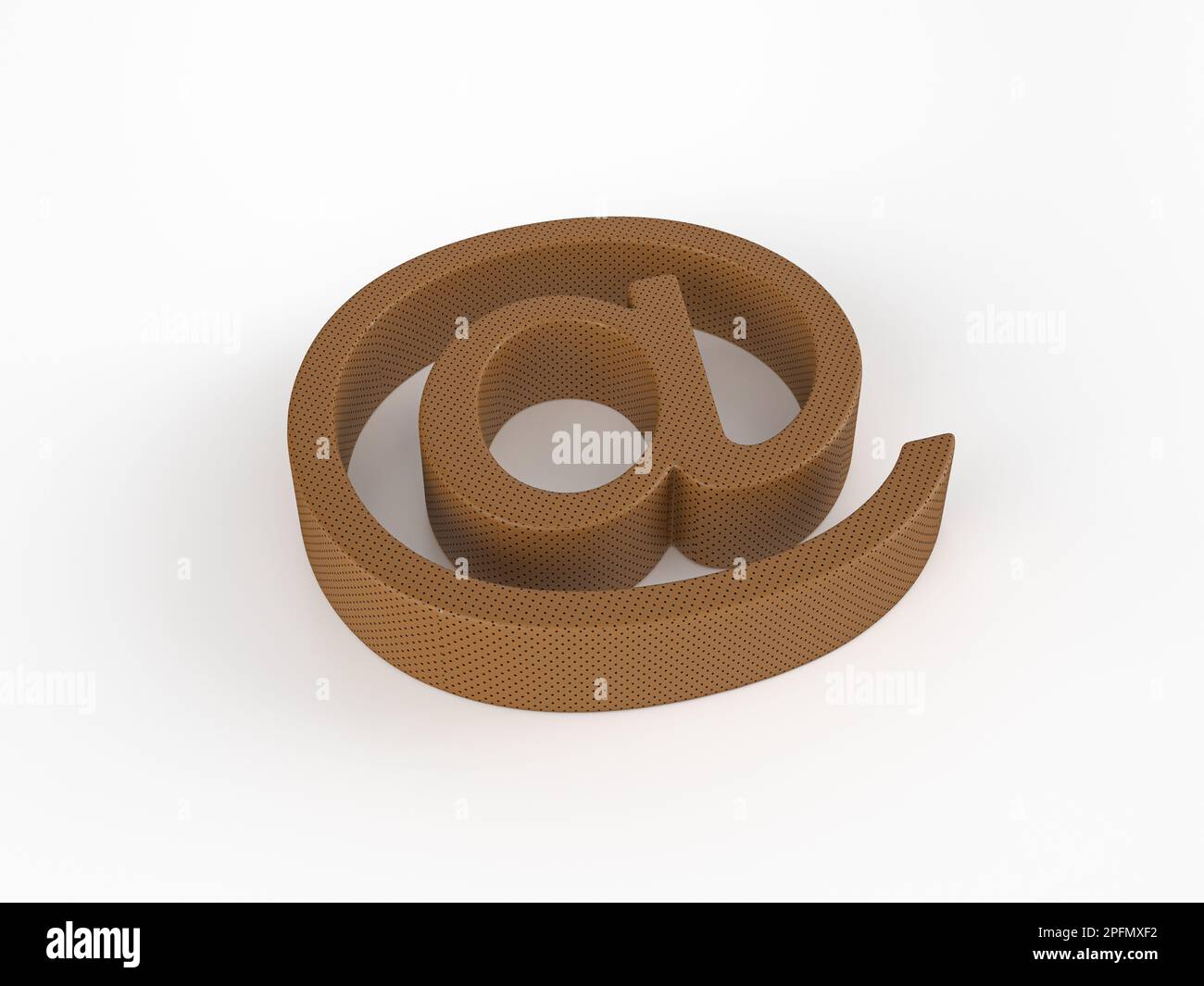 Perforated leather email symbol on white background. 3d illustration ...