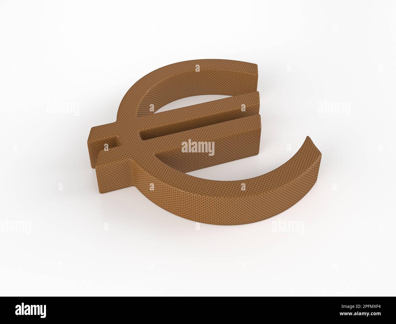 Perforated leather euro symbol on white background. 3d illustration ...