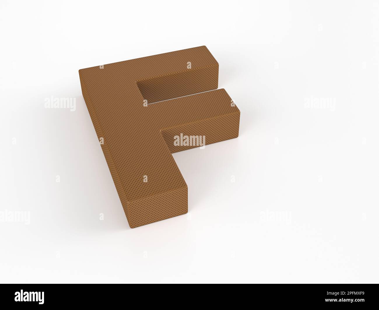 Perforated leather letter F on white background. 3d illustration Stock ...
