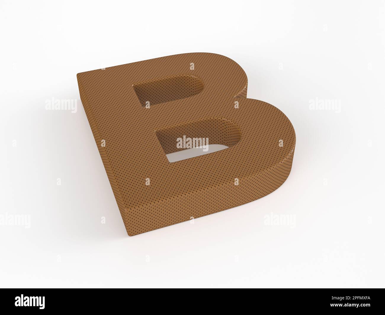 Perforated leather letter B on white background. 3d illustration Stock ...