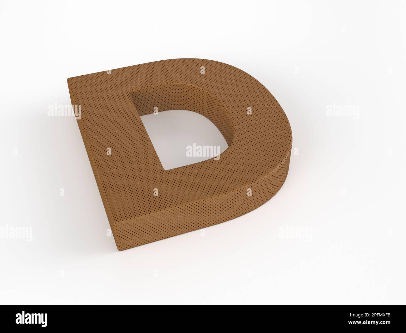 Perforated leather letter D on white background. 3d illustration Stock ...