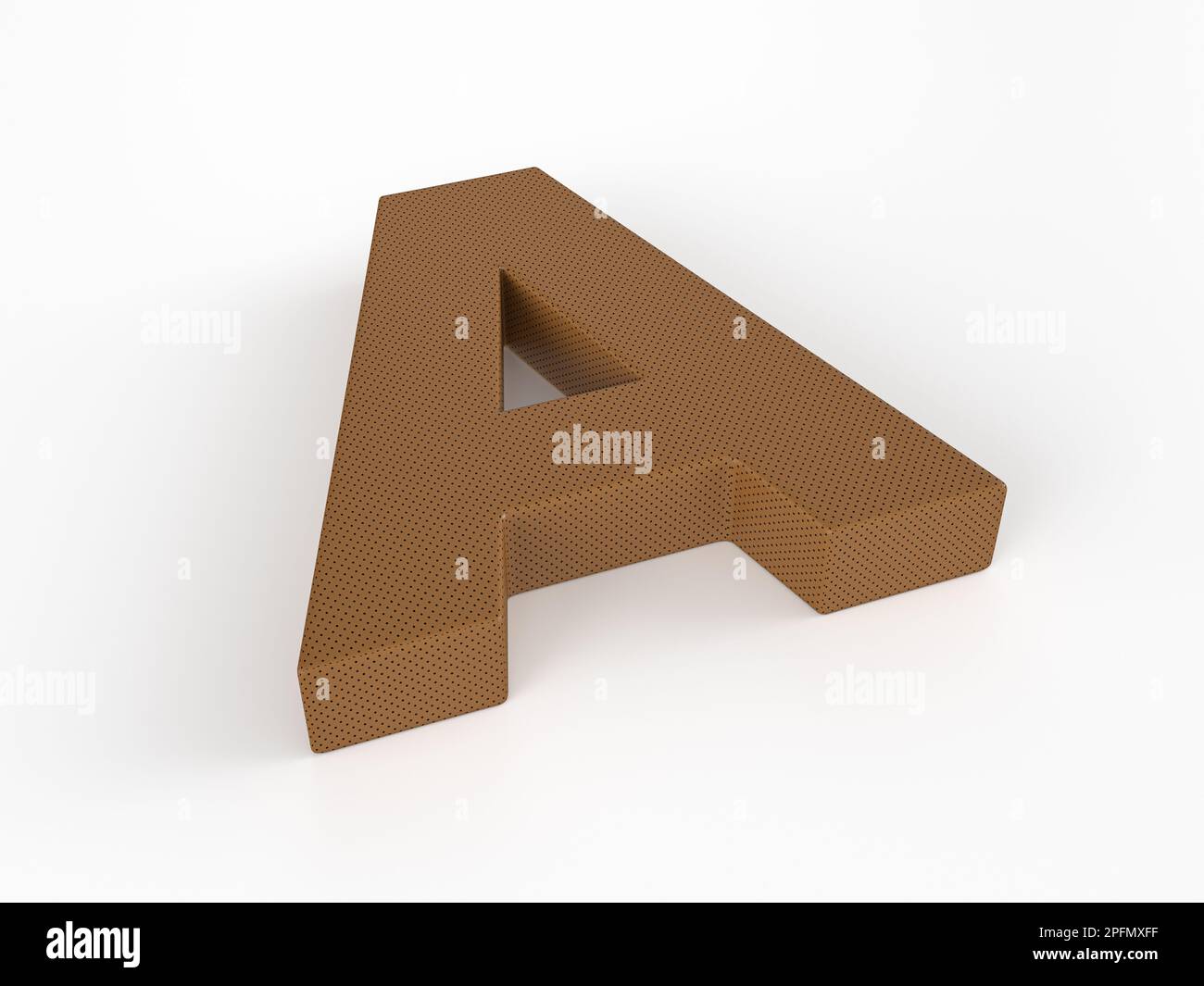 Perforated leather letter A on white background. 3d illustration Stock ...