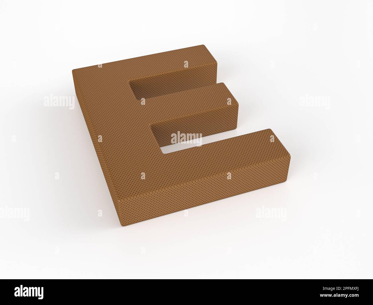 Perforated leather letter E on white background. 3d illustration Stock ...