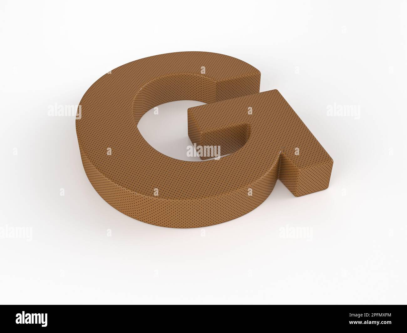 Perforated leather letter G on white background. 3d illustration Stock ...