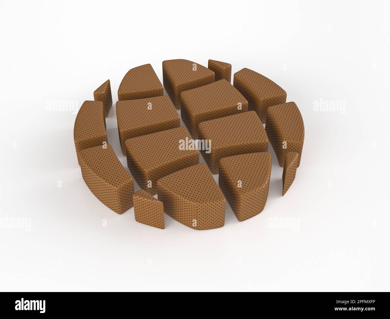 Perforated leather globe symbol on white background. 3d illustration ...