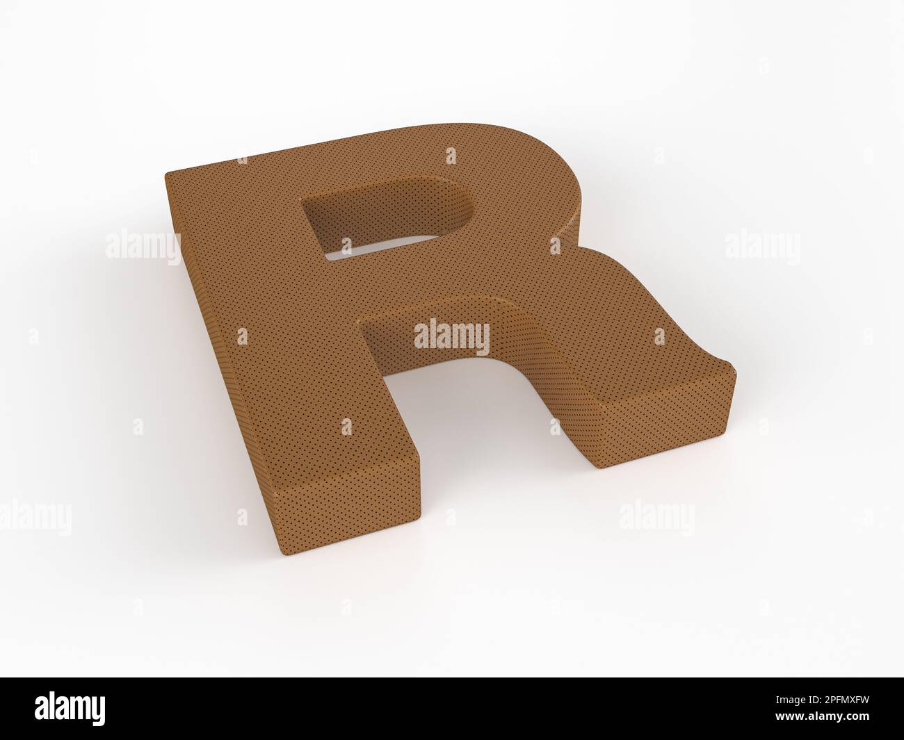 Perforated leather letter R on white background. 3d illustration Stock ...