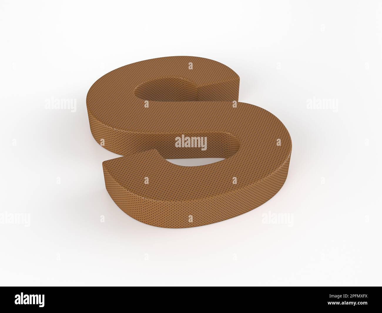 Perforated leather letter S on white background. 3d illustration Stock ...