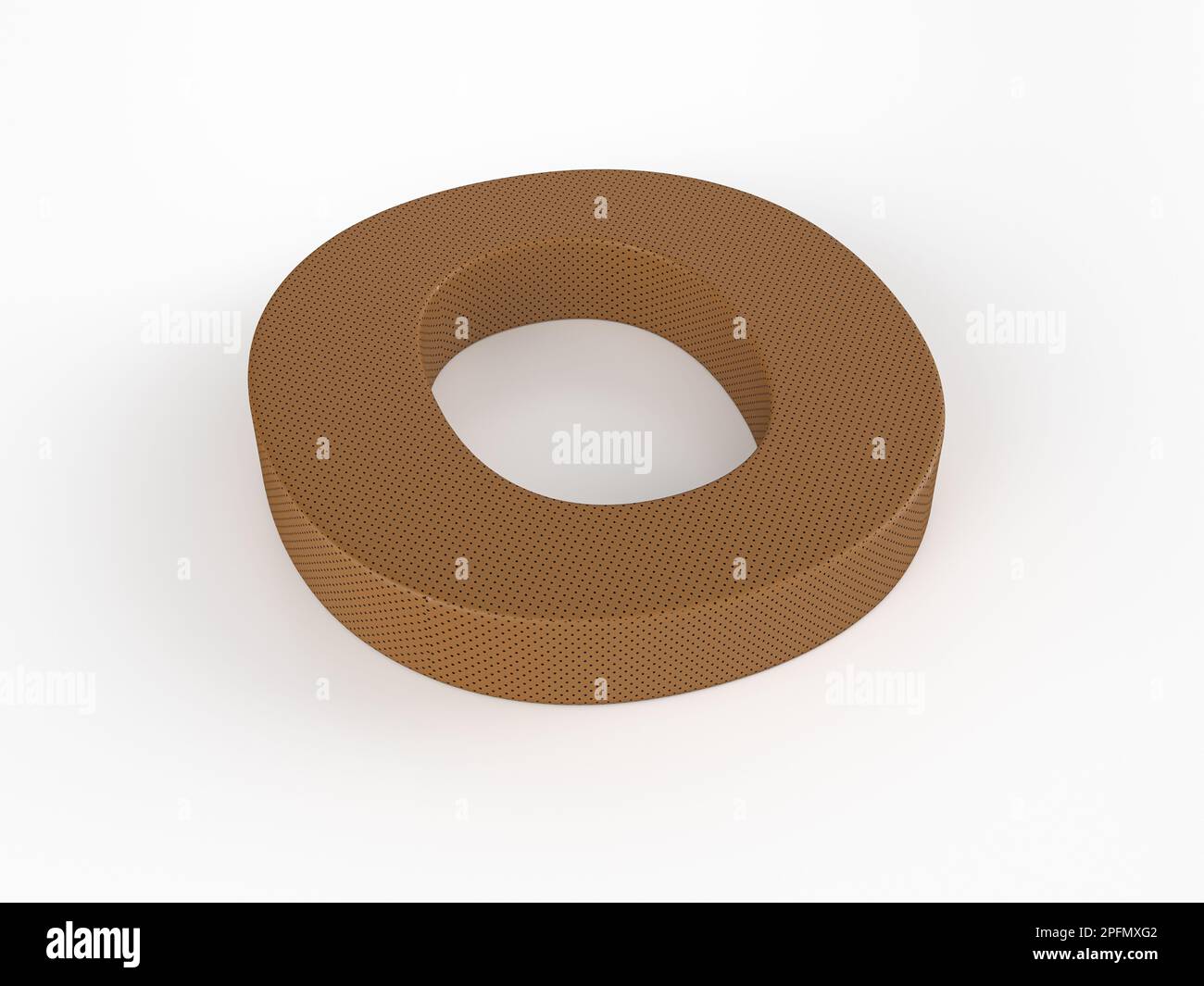 Perforated leather letter O on white background. 3d illustration Stock ...