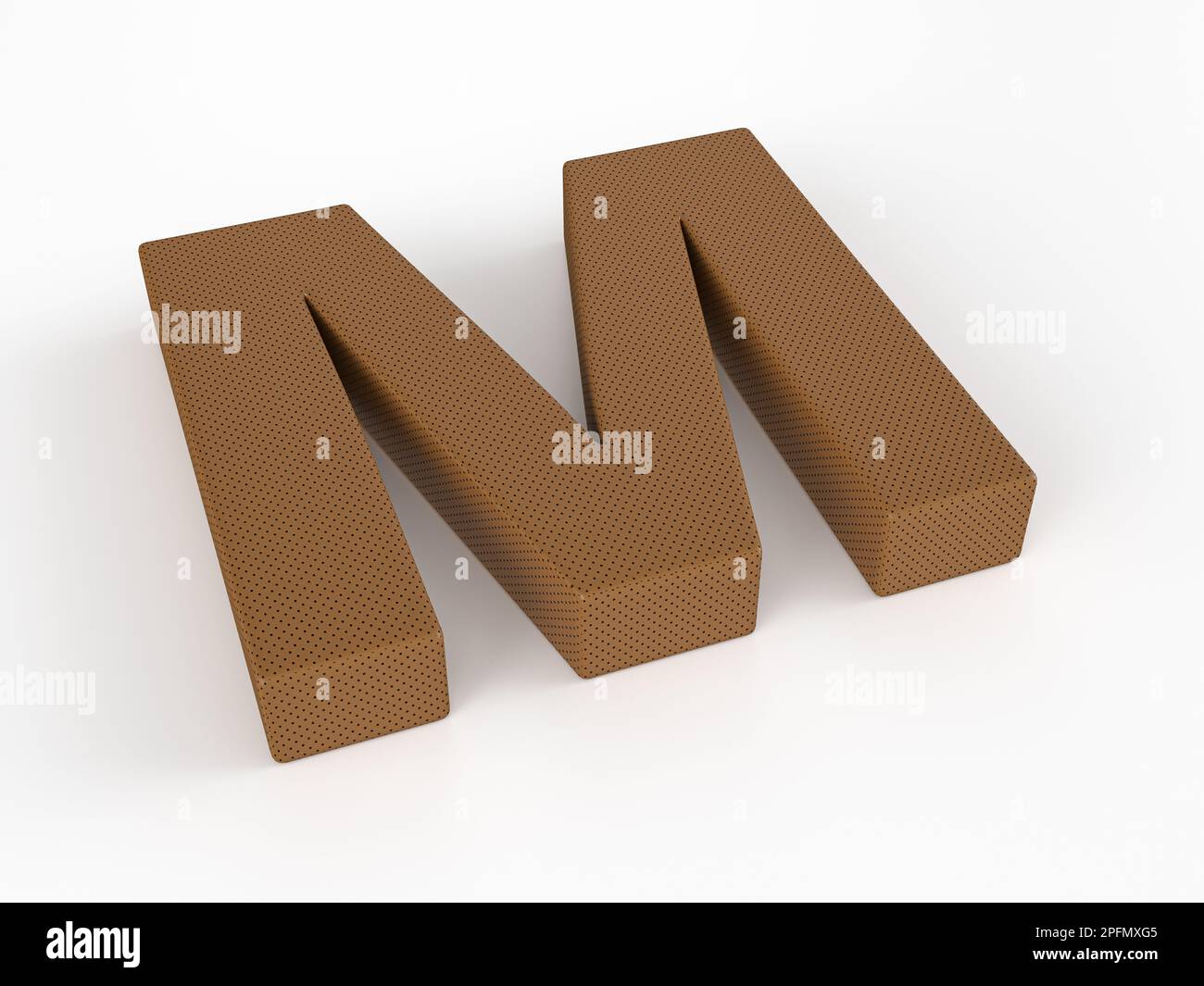 Perforated leather letter M on white background. 3d illustration Stock ...
