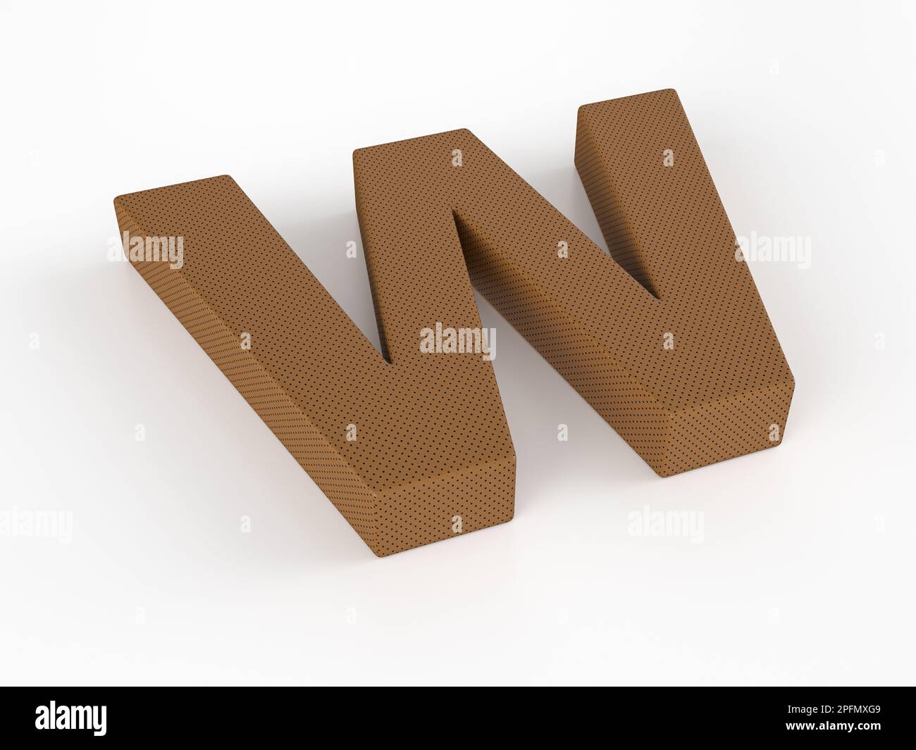 Perforated leather letter W on white background. 3d illustration Stock ...