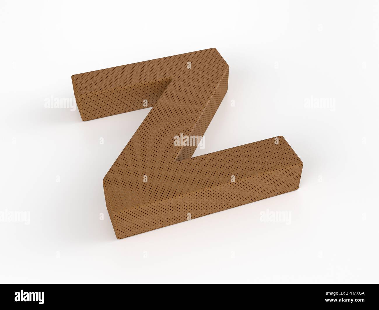 Perforated leather letter Z on white background. 3d illustration Stock ...