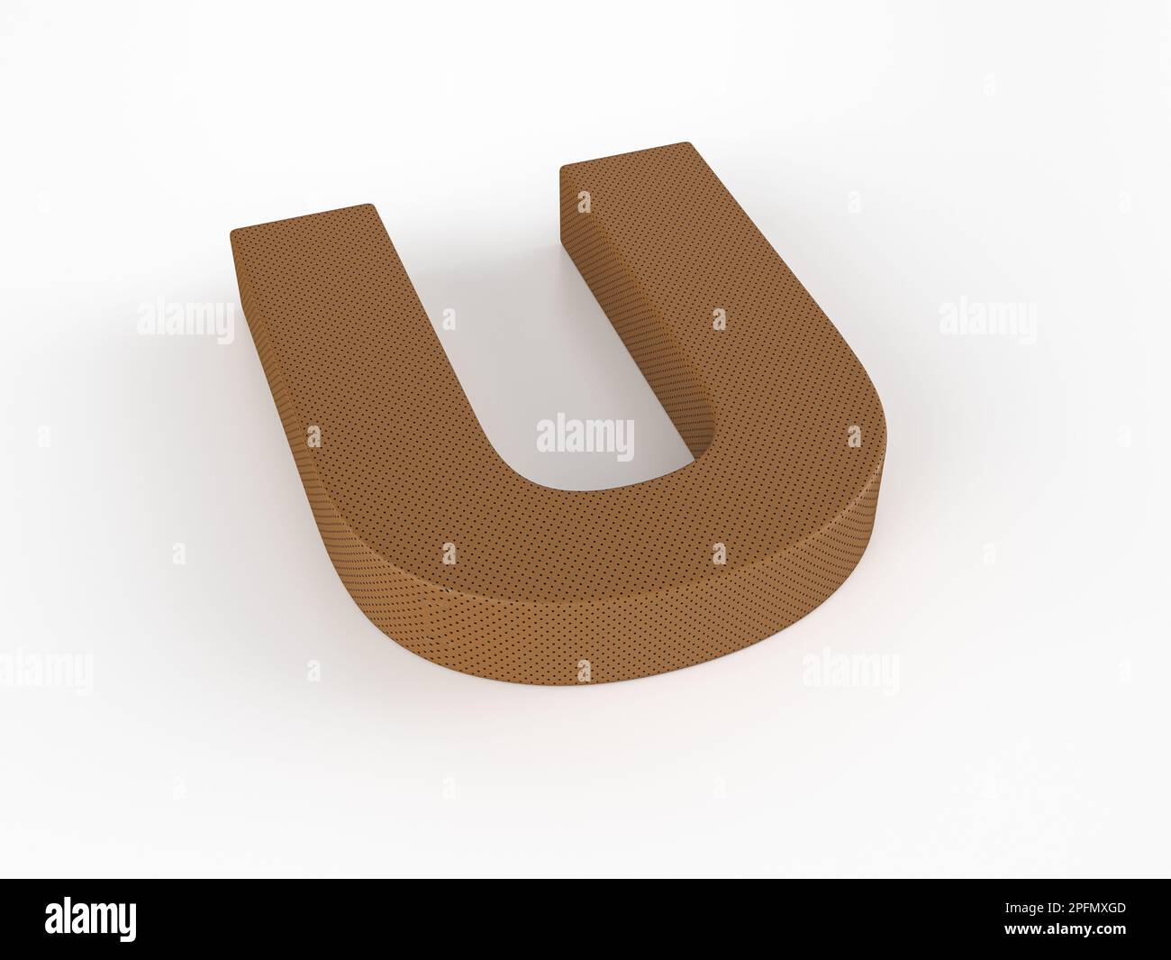 Perforated leather letter U on white background. 3d illustration Stock ...