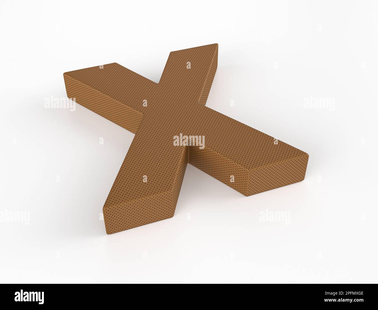 Perforated leather letter X on white background. 3d illustration Stock ...