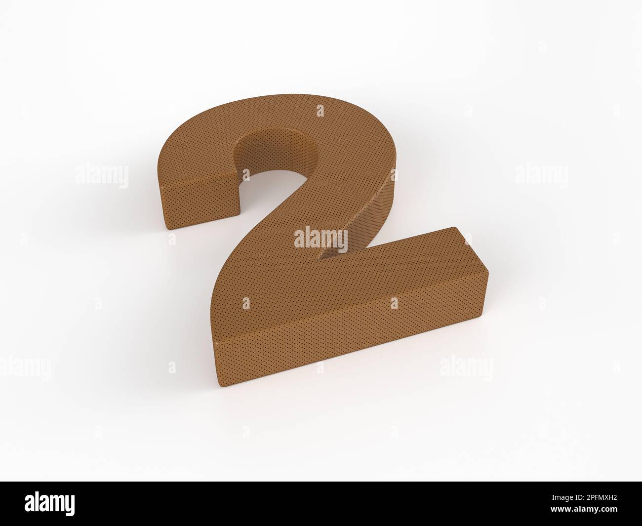 Perforated leather number two on white background. 3d illustration ...