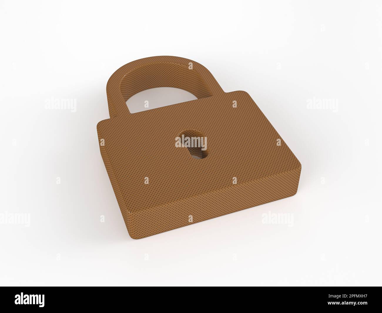 Perforated leather padlock symbol on white background. 3d illustration ...