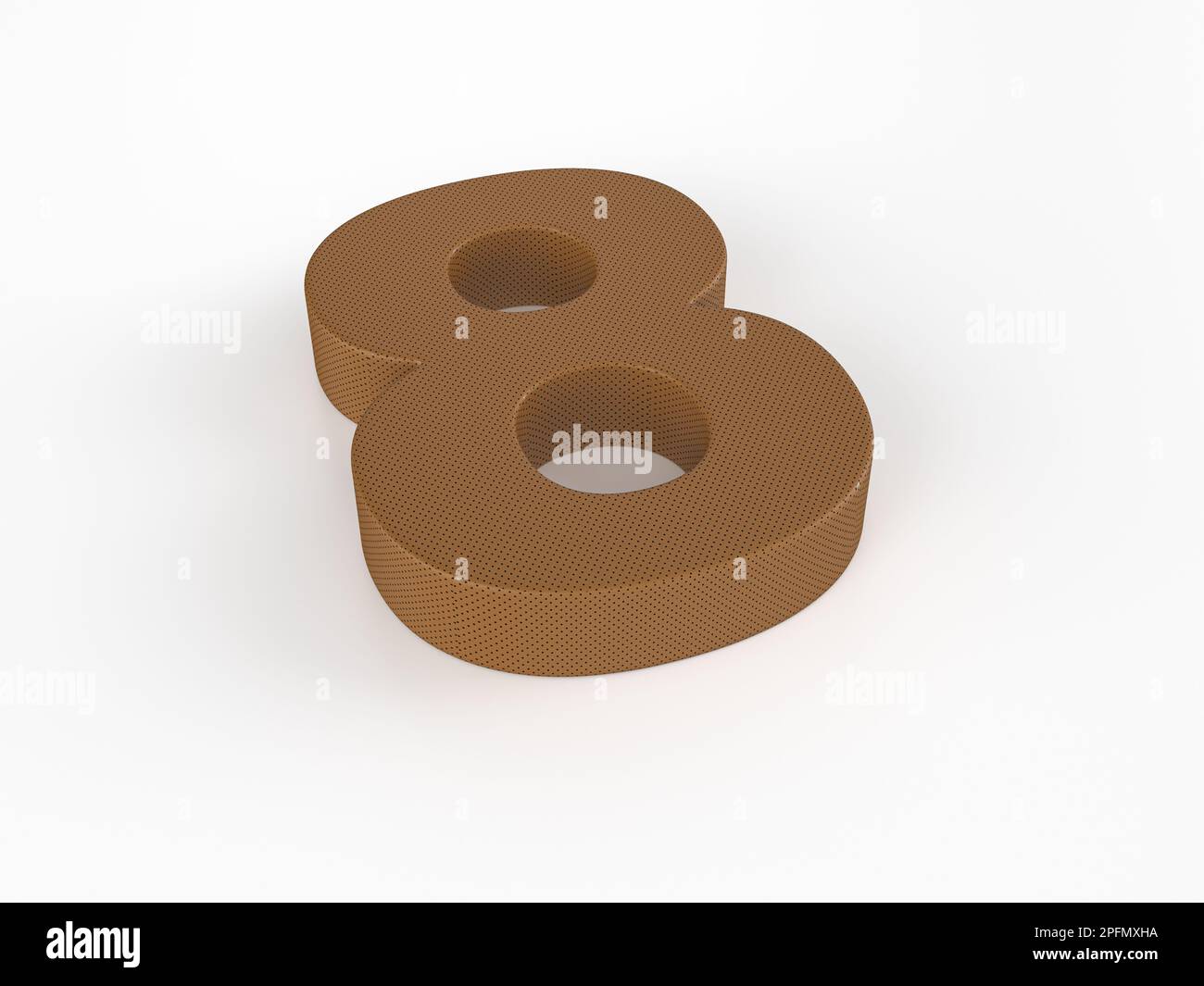 Perforated leather number eight on white background. 3d illustration ...