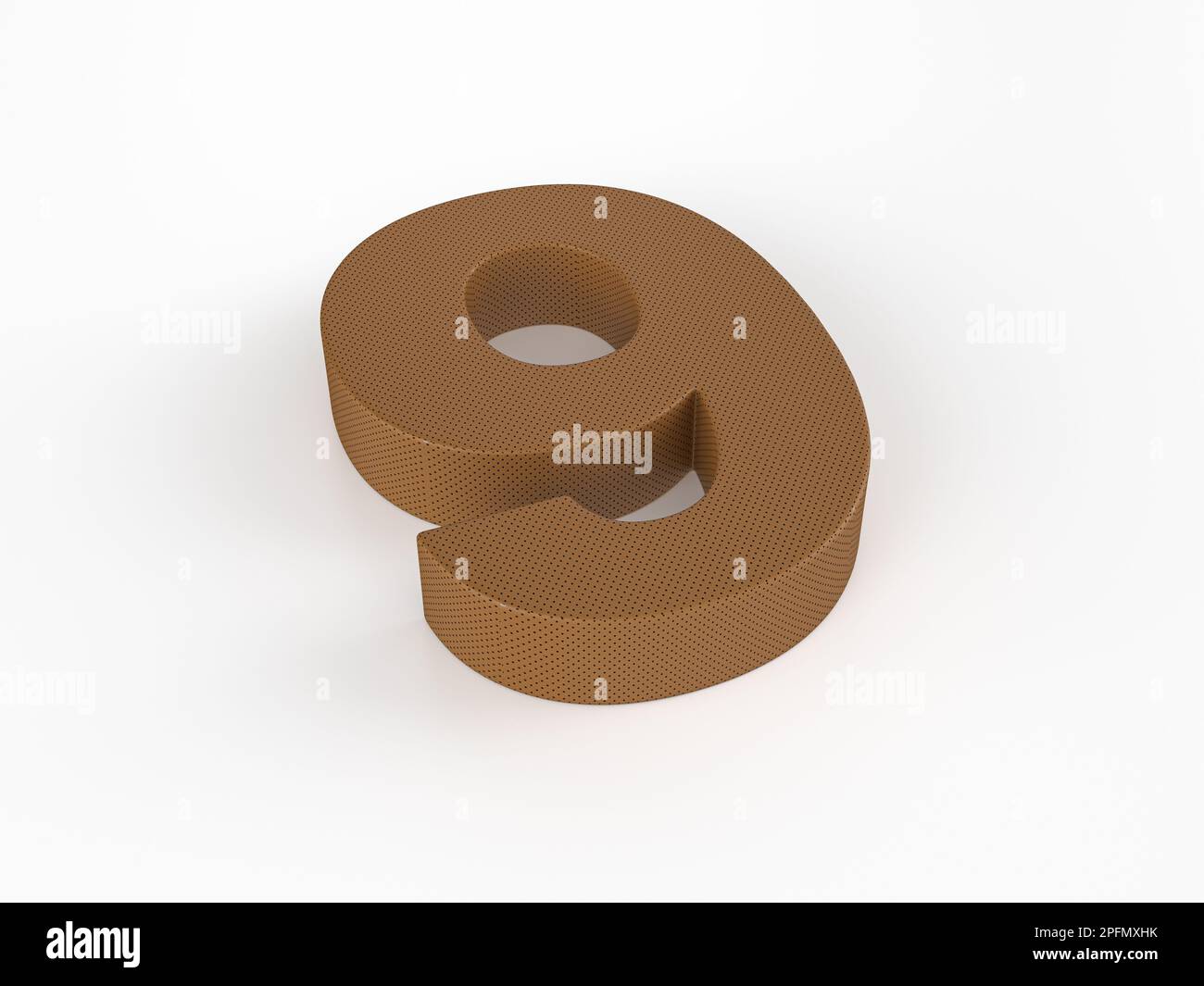 Perforated leather number nine on white background. 3d illustration ...