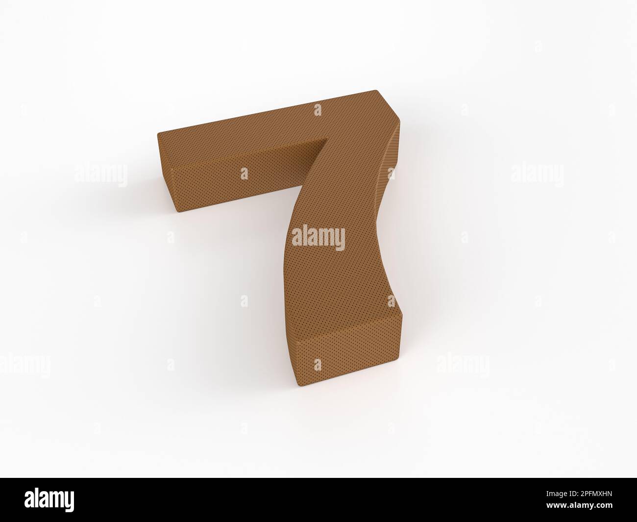 Perforated leather number seven on white background. 3d illustration ...
