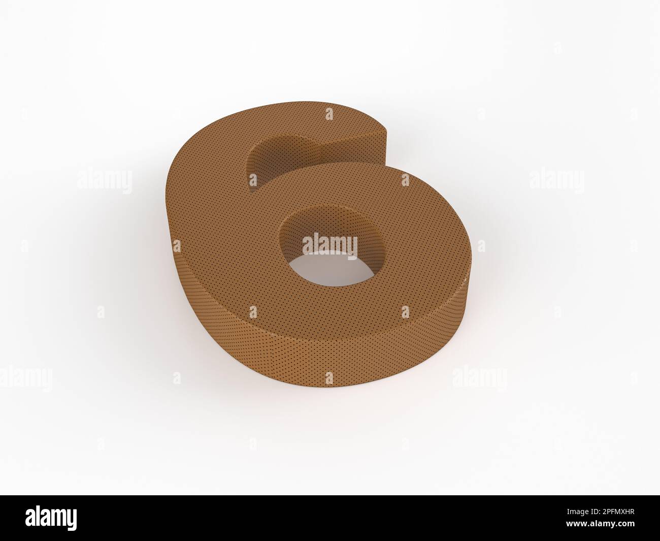 Perforated leather number six on white background. 3d illustration ...