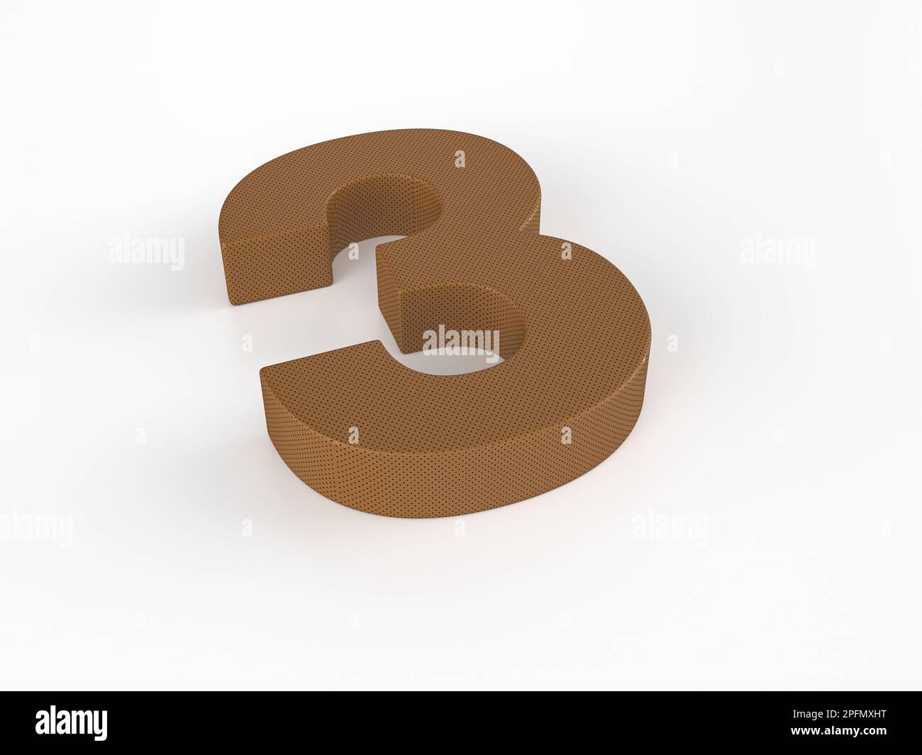 Perforated leather number three on white background. 3d illustration ...