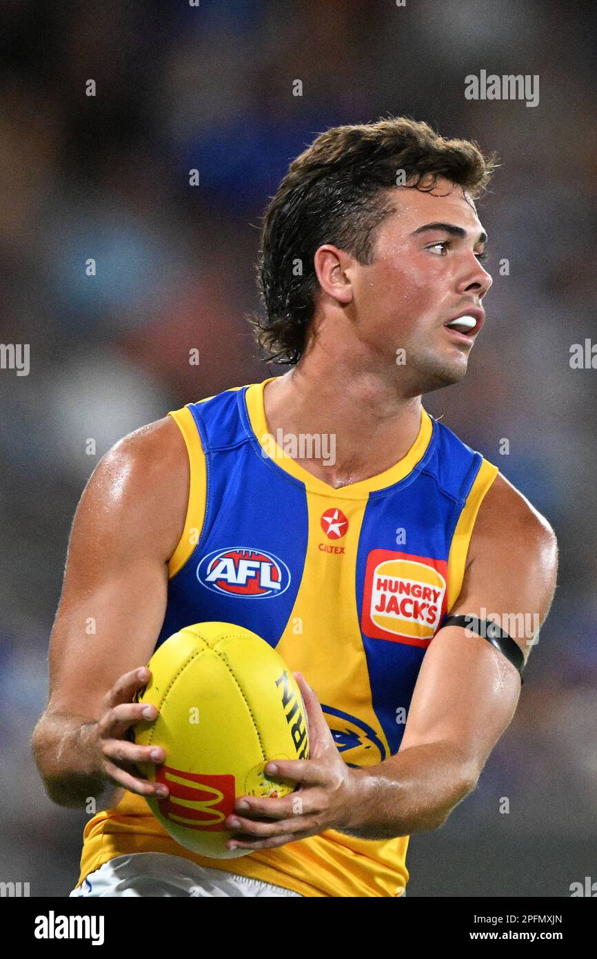 Campbell Chesser of West Coast in action during the AFL Round 1 match ...