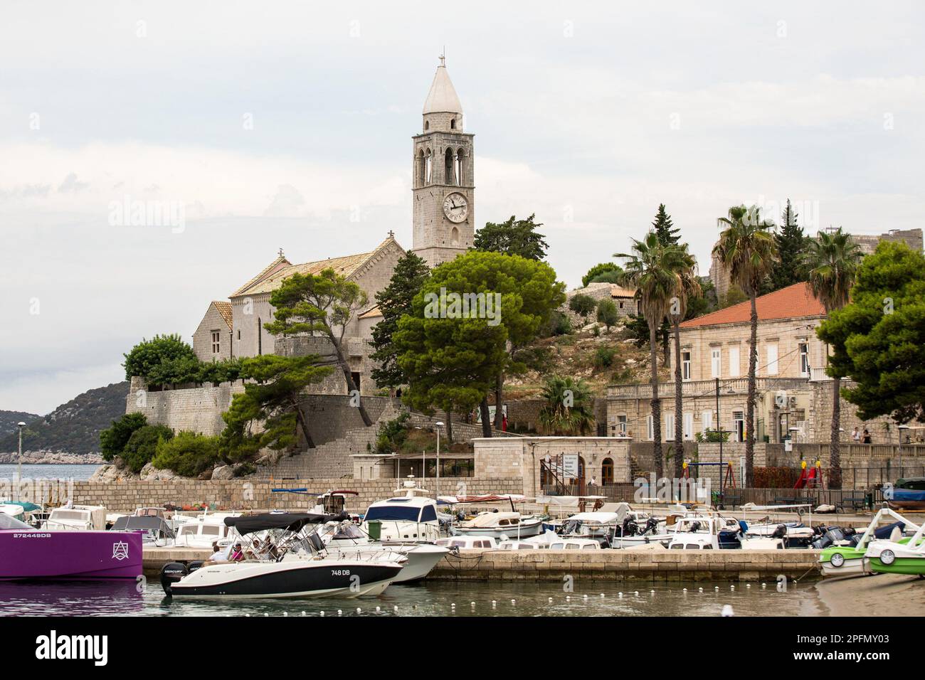 Lopud, Croatia. 29th Aug, 2022. Lopud Marina and Medieval Franciscan ...