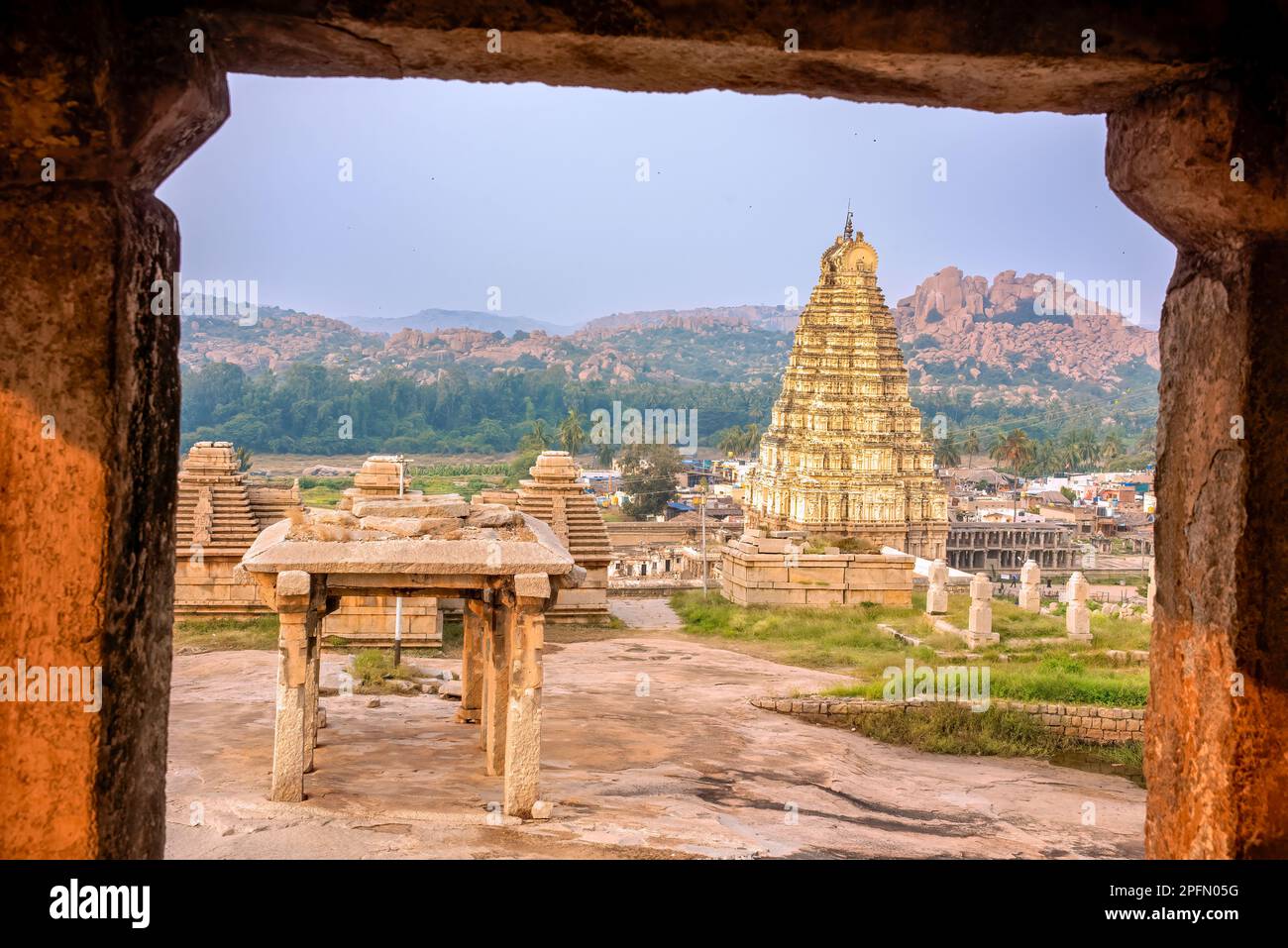 Virupaksha Temple dedicated to lord Shiva is located in Hampi in ...