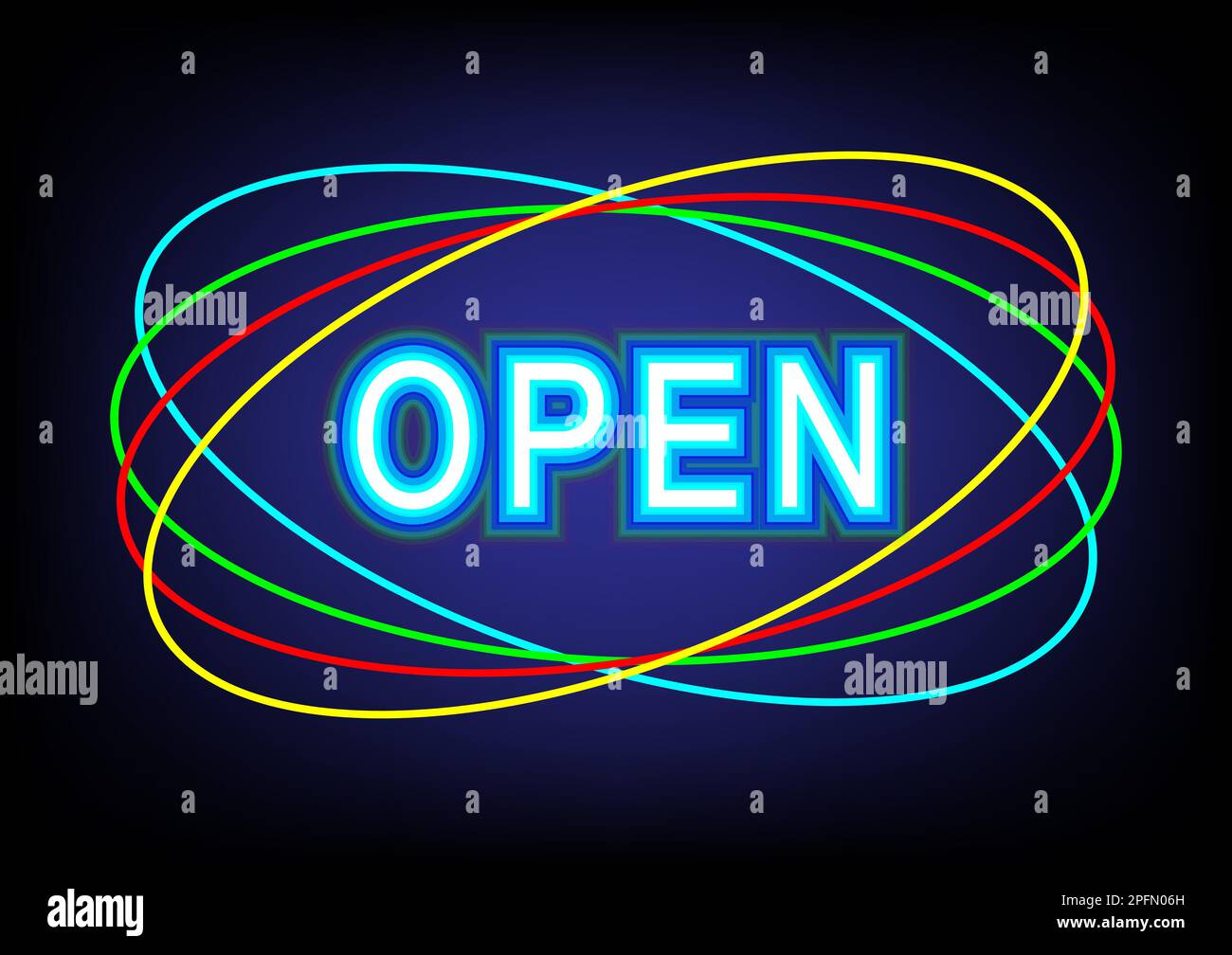 Alphabet text open neon led light text digital graphic design ...