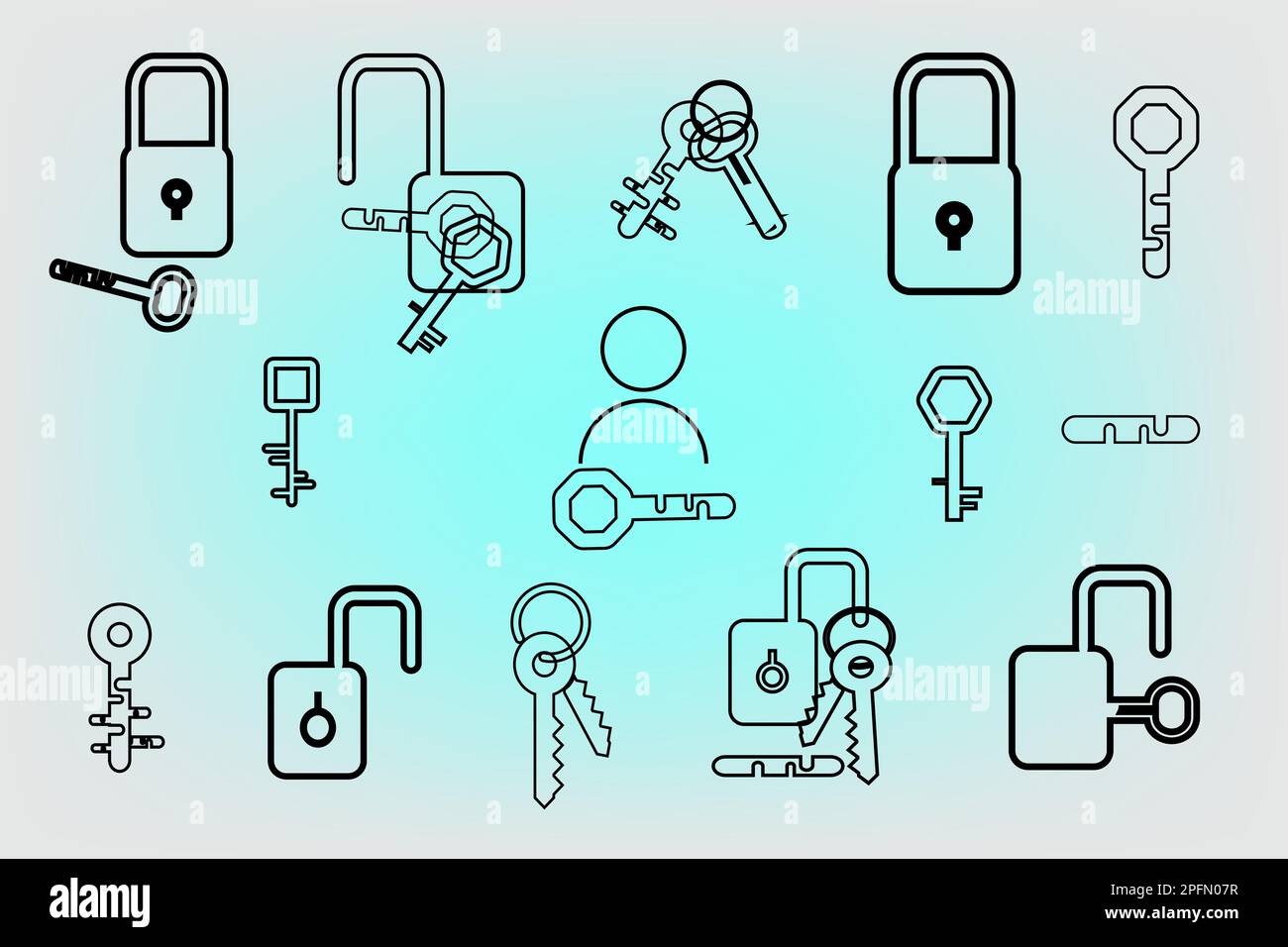 Lock the door symbol key icons set security silhouette for decorative ...
