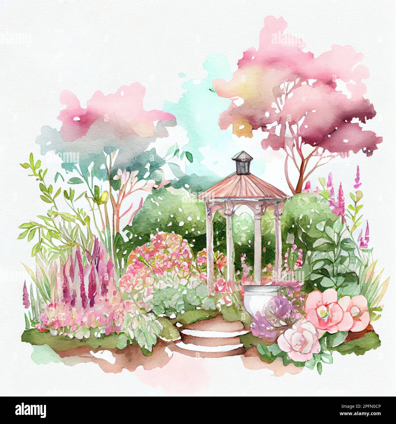 Watercolor painting blooming spring tree hi-res stock photography and ...