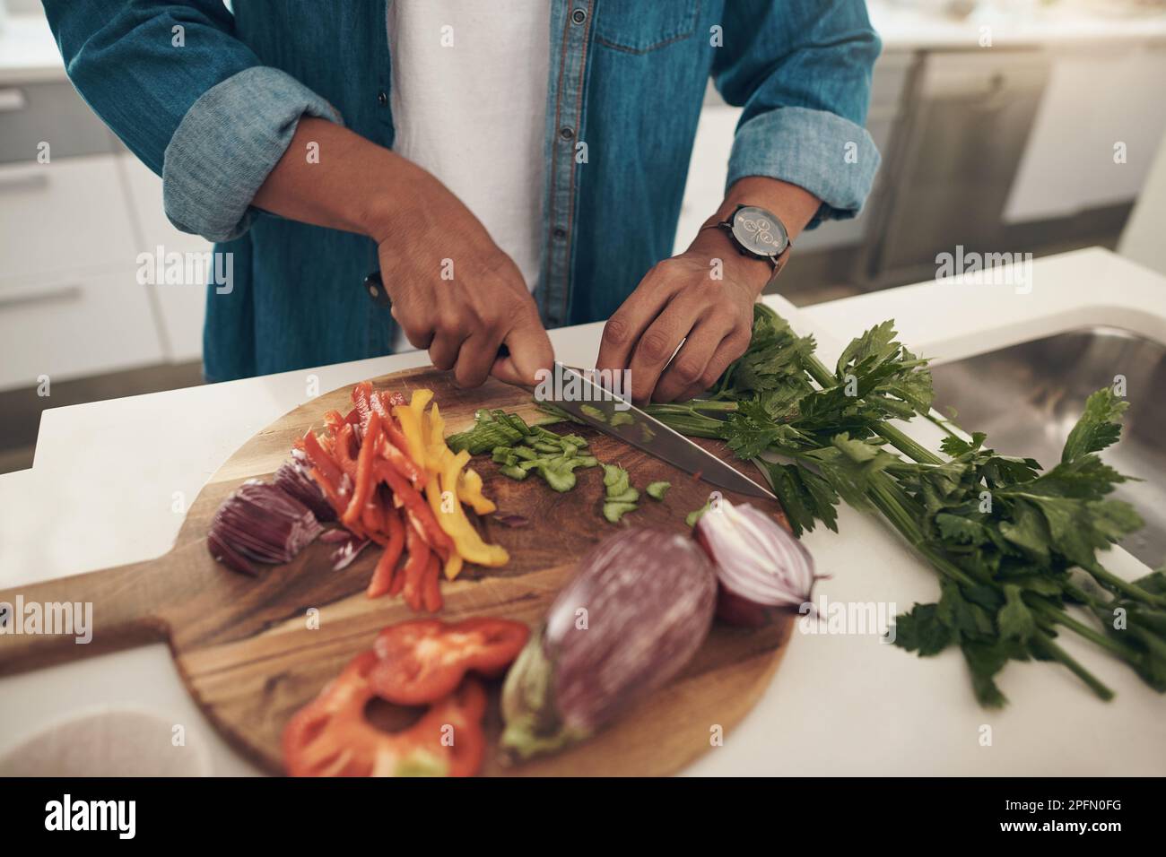 Prepping for a healthy dish. Closeup shot of an unrecognisable man ...