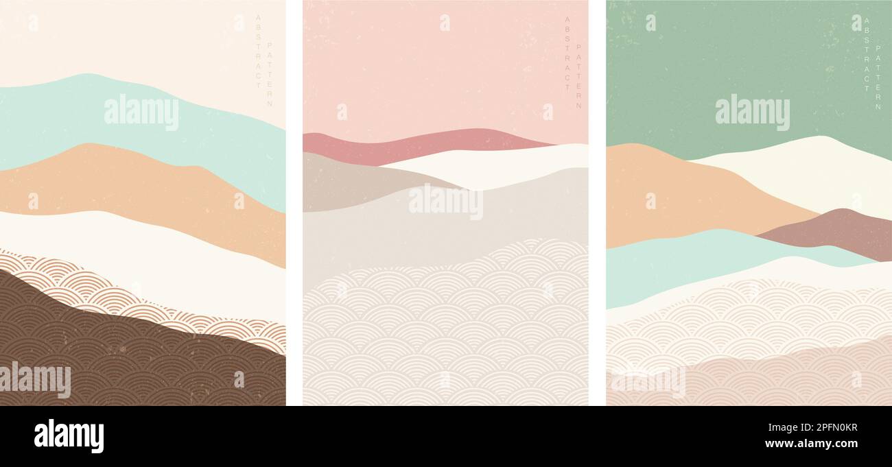 Abstract art background with Japanese wave pattern vector. Art ...