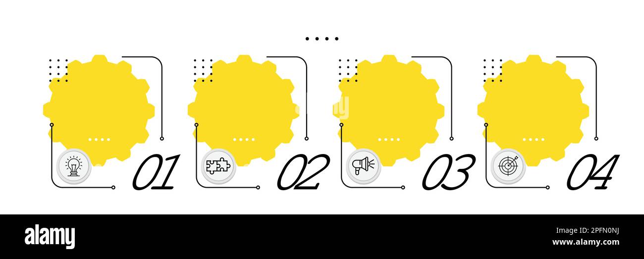 Business infographic thin line process with square and circle template ...