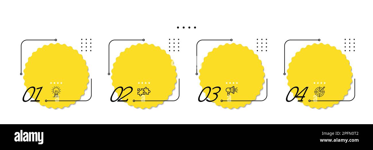 Business infographic thin line process with square and circle template ...
