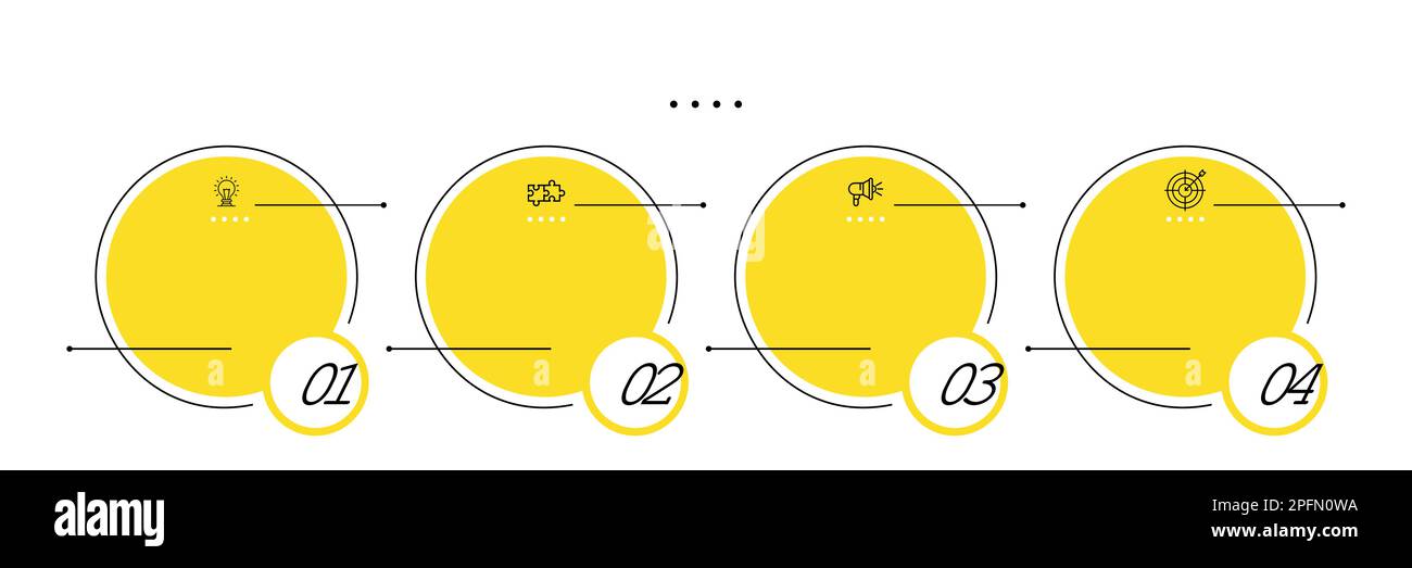 Business infographic thin line process with square and circle template ...