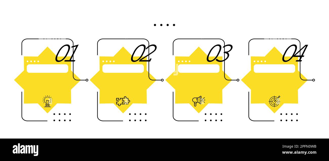 Business infographic thin line process with square and circle template ...
