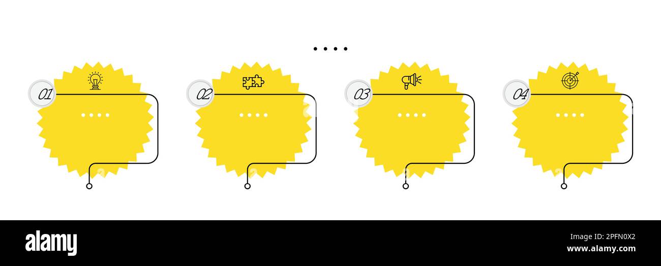 Business infographic thin line process with square and circle template ...