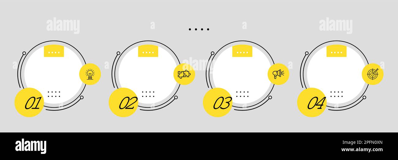 Business infographic thin line process with square and circle template ...