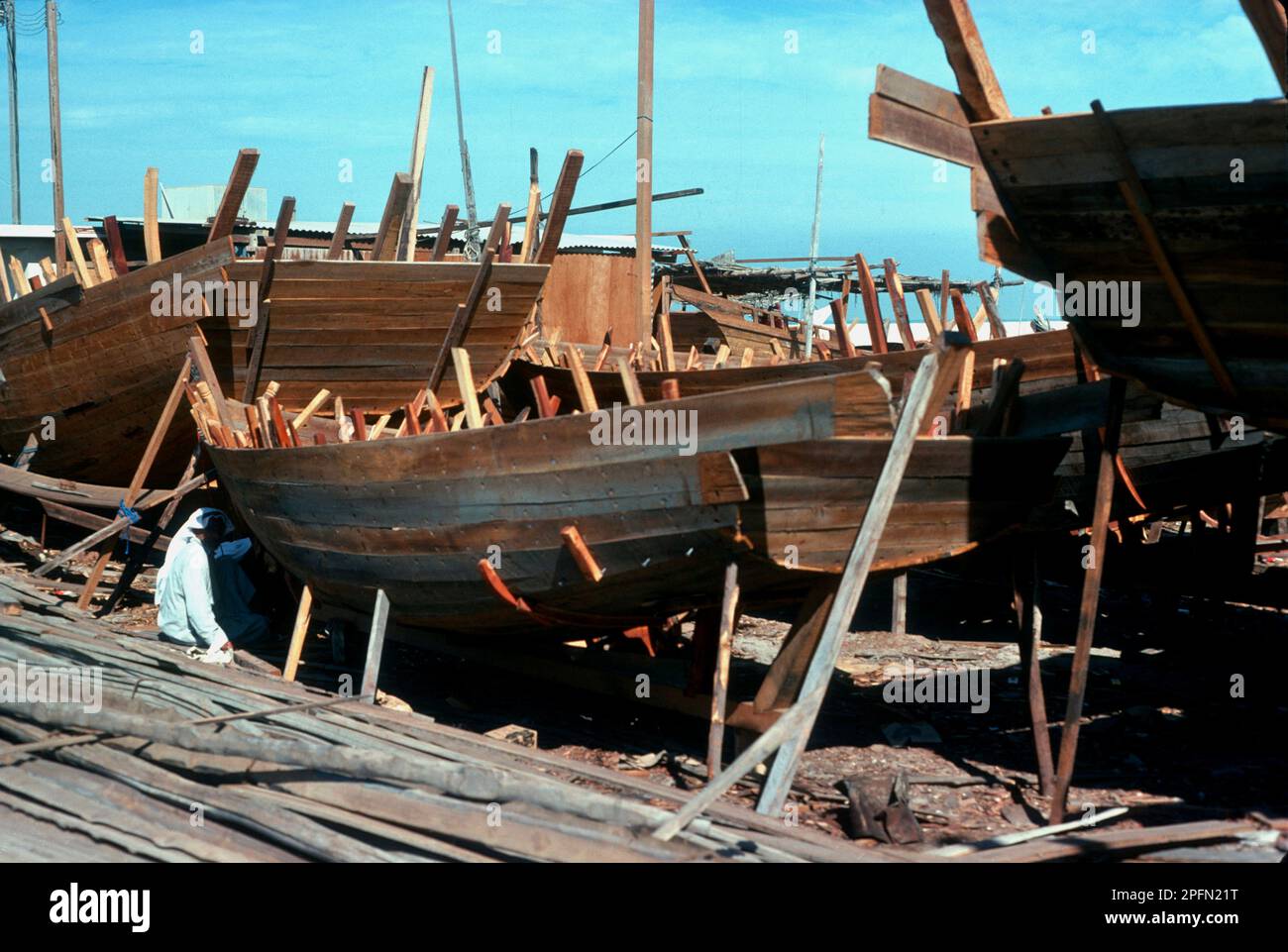 Ajman dhow building yard 1975 UAE Stock Photo - Alamy