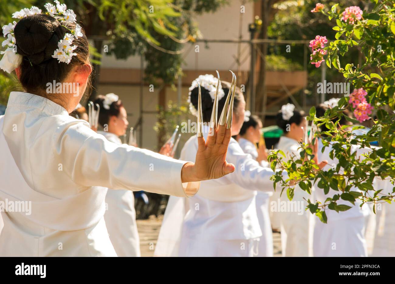 Fon lep nail dancers Wat Phra Singh temple, Chiang Mai Thailand Stock ...